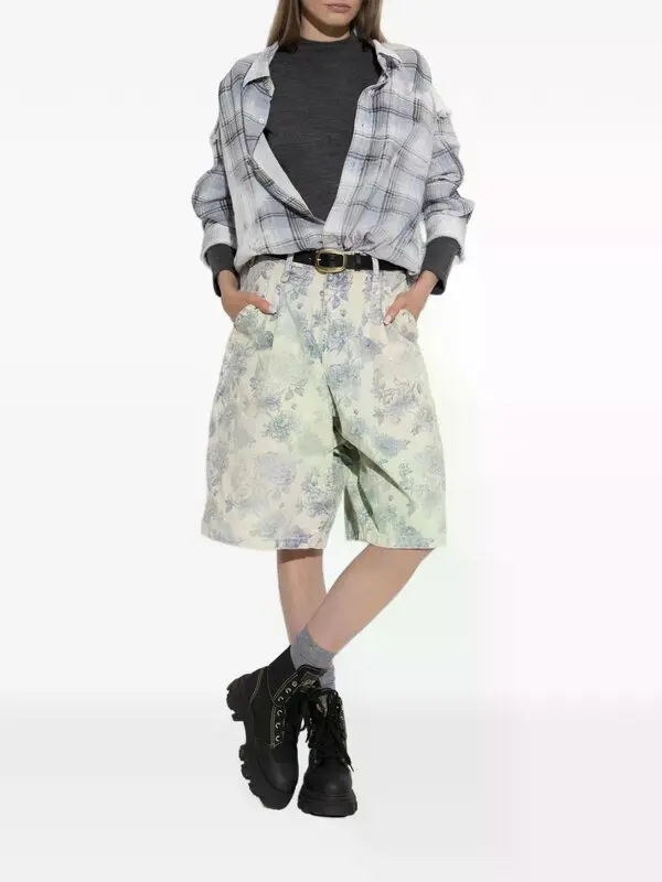 R13 Jesse Floral-print Pleated Shorts - Neutrals