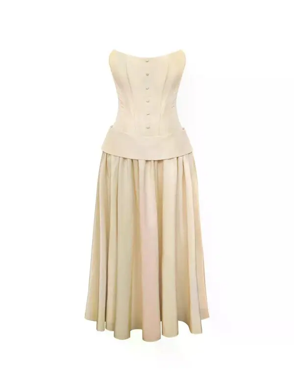 POST MERIDIEM Buttoned Corset And Midi Skirt Set