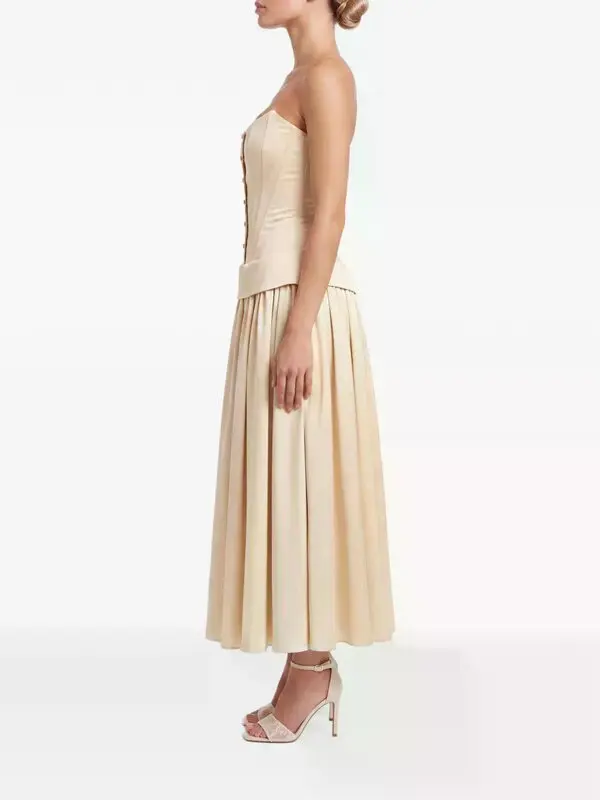 POST MERIDIEM Buttoned Corset And Midi Skirt Set