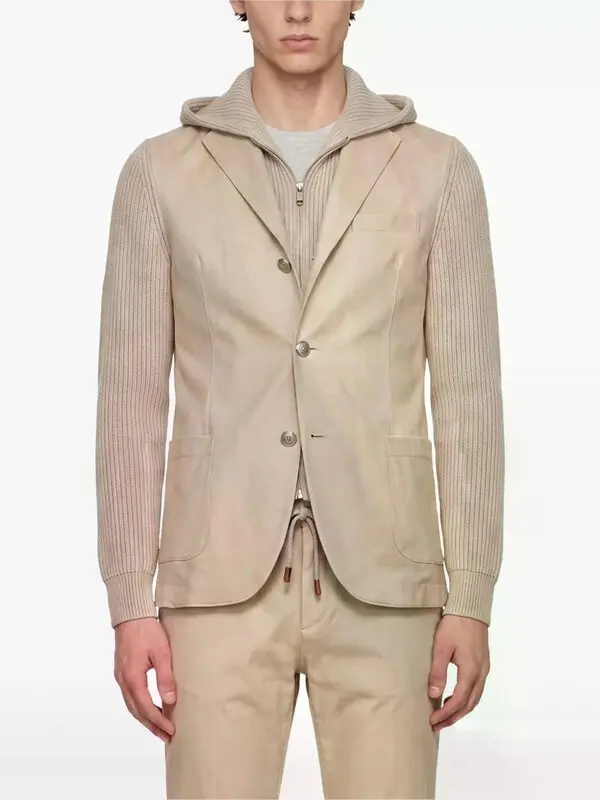 Eleventy Ribbed-knit Hooded Jacket