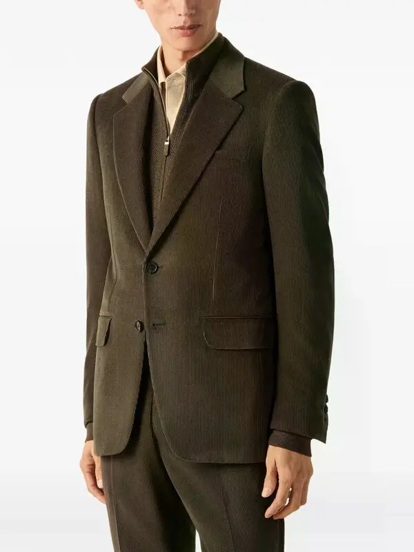 Zegna Dark Olive-green Royal Cord Jacket