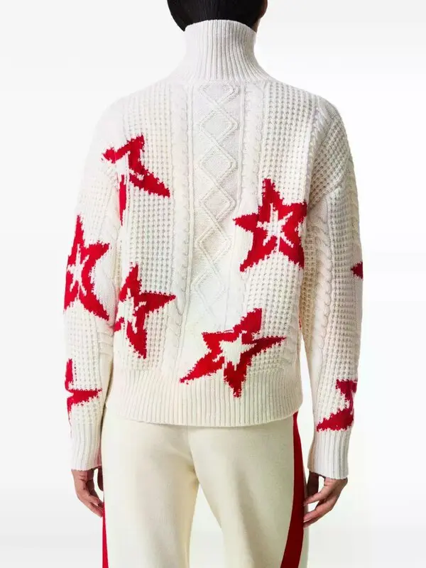 Perfect Moment Wool Cable Star Turtleneck Sweater