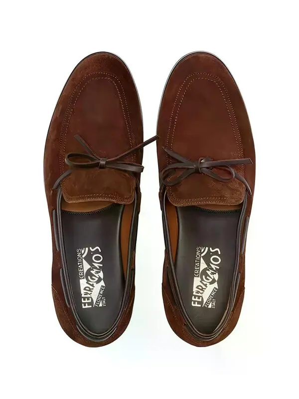 FERRAGAMO Suede Bow-detail Loafers