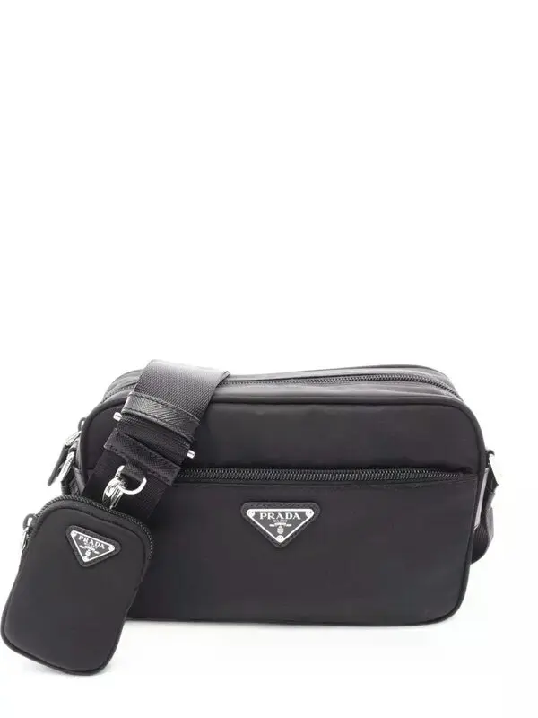 Prada 2020s Vela Saffiano Logo-plaque Shoulder Bag