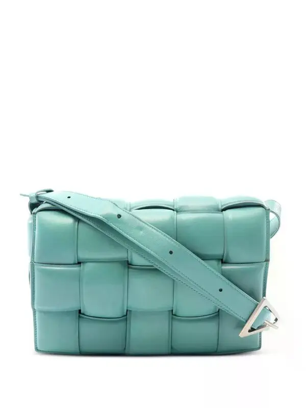 Bottega Veneta 2000s Intrecciato Padded Cassette Shoulder Bag - Blue