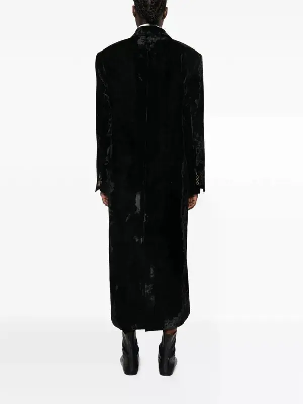 UMA WANG Lassie Crushed-velvet Double-breasted Coat