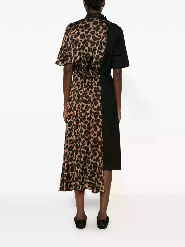Sacai Leopard-print Panelled Midi Dress