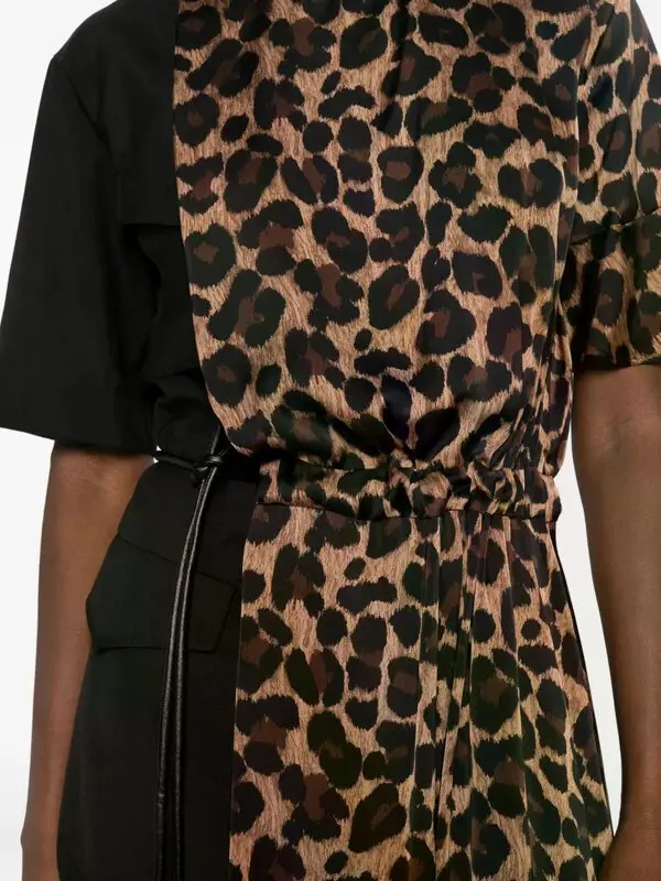 Sacai Leopard-print Panelled Midi Dress