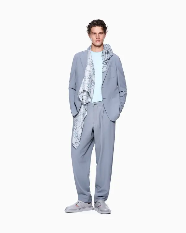 Giorgio Armani Single-breasted Virgin Wool Seersucker Jacket - Grey