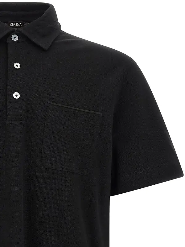 Zegna Cotton Polo Shirt - Black