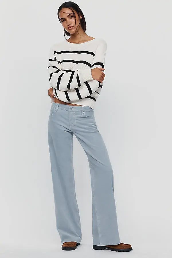 FRAME The Gray Corduroy Low-rise Wide-leg Jeans - Mist