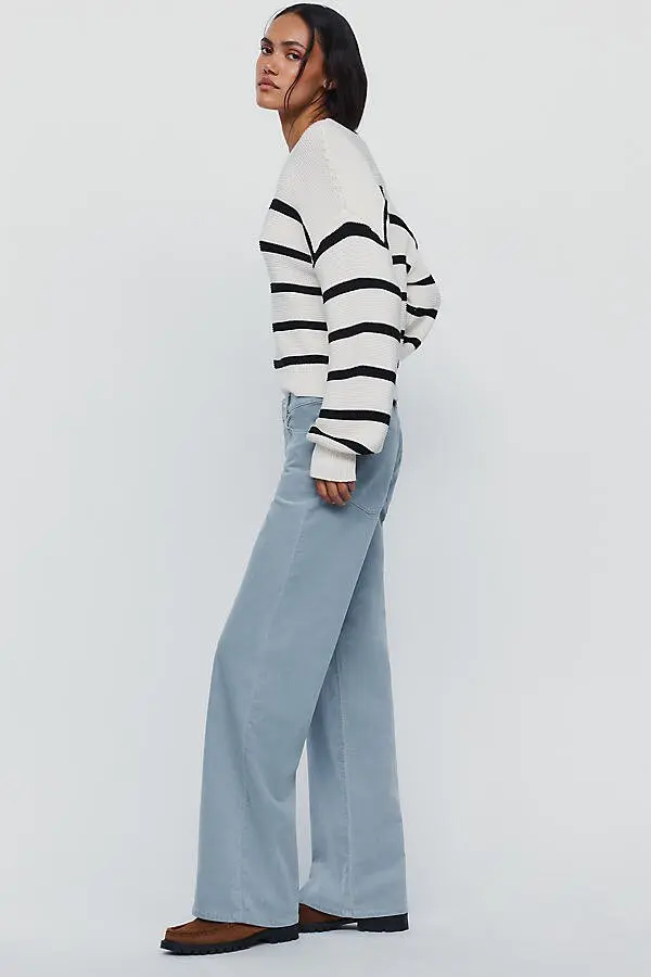 FRAME The Gray Corduroy Low-rise Wide-leg Jeans