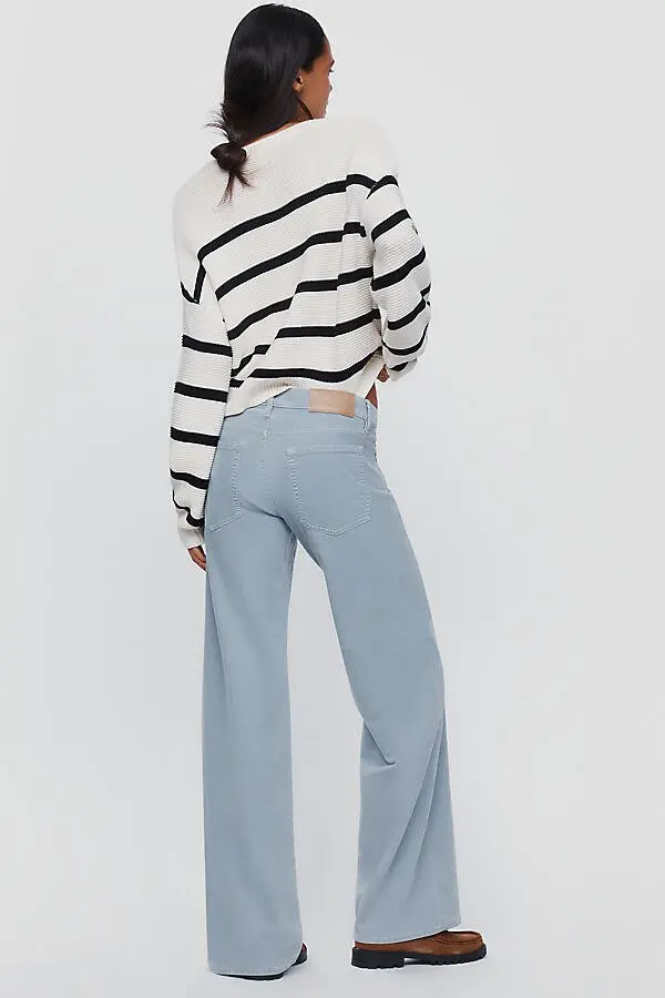FRAME The Gray Corduroy Low-rise Wide-leg Jeans