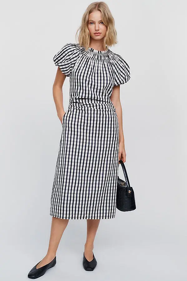 English Factory Puff Sleeve Midi Dress