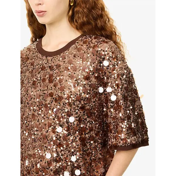 Max Mara Round-neck Sequin Mini Dress