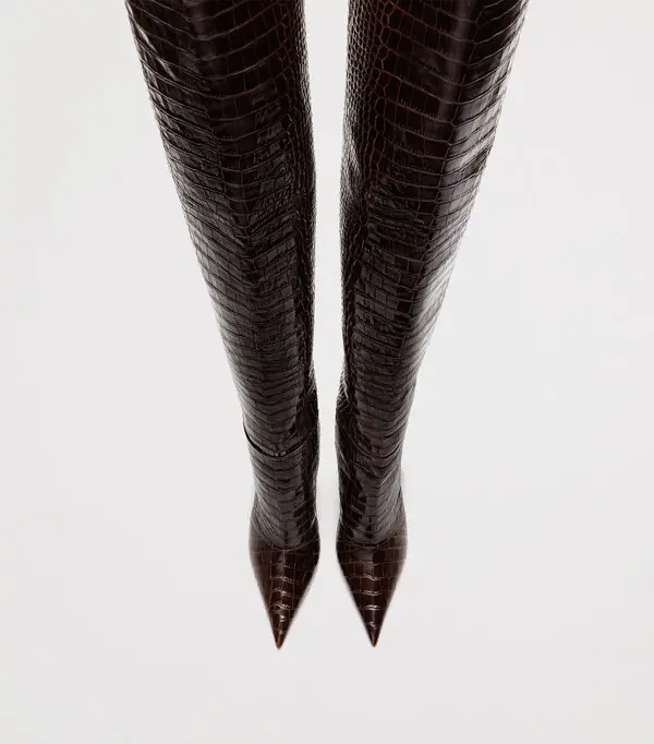 TOM FORD Croc-embossed Leather Over-the-knee Boots 105