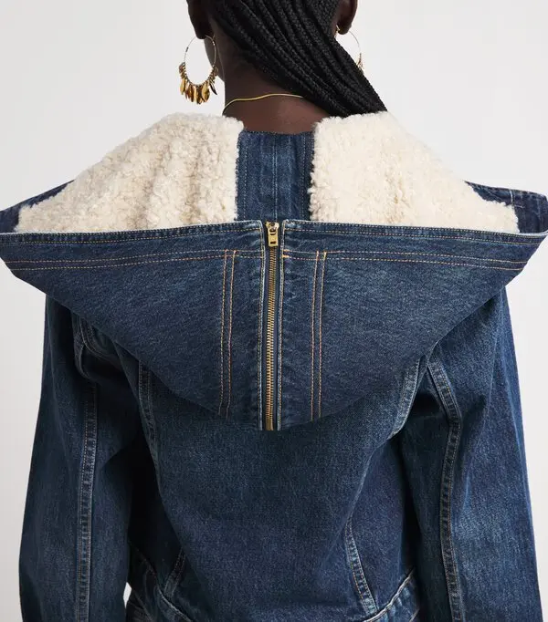 Ulla Johnson Shearling-trimmed Sybil Denim Jacket - Blue
