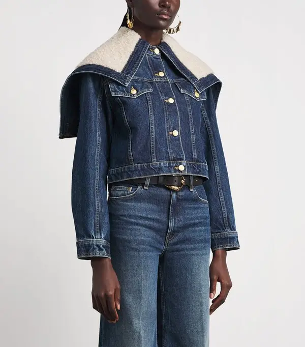Ulla Johnson Shearling-trimmed Sybil Denim Jacket - Blue