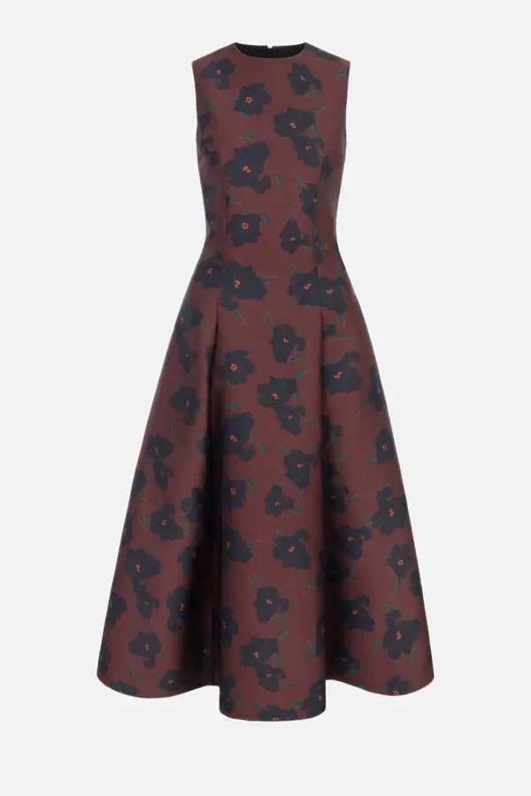 EMILIA WICKSTEAD Mara Dress In & Black Breezy Poppy Mikado - Red