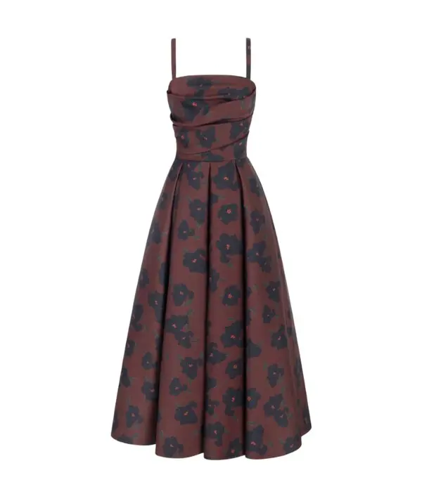 EMILIA WICKSTEAD Jannie Dress In & Black Breezy Poppy Mikado - Red