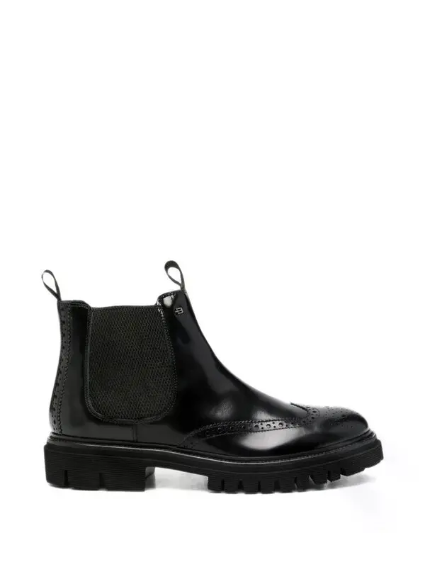 BALDININI Brogue-detail Leather Chelsea Boots - Black
