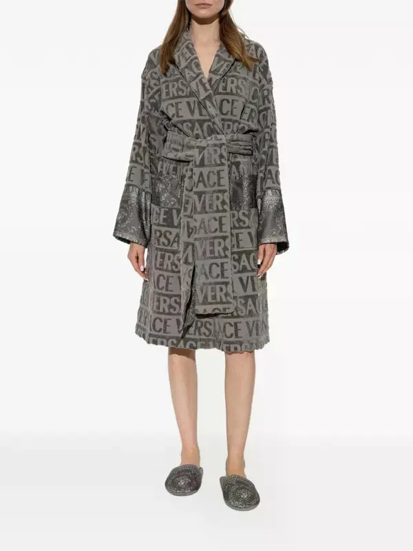Versace Baroque Logo-print Cotton Robe
