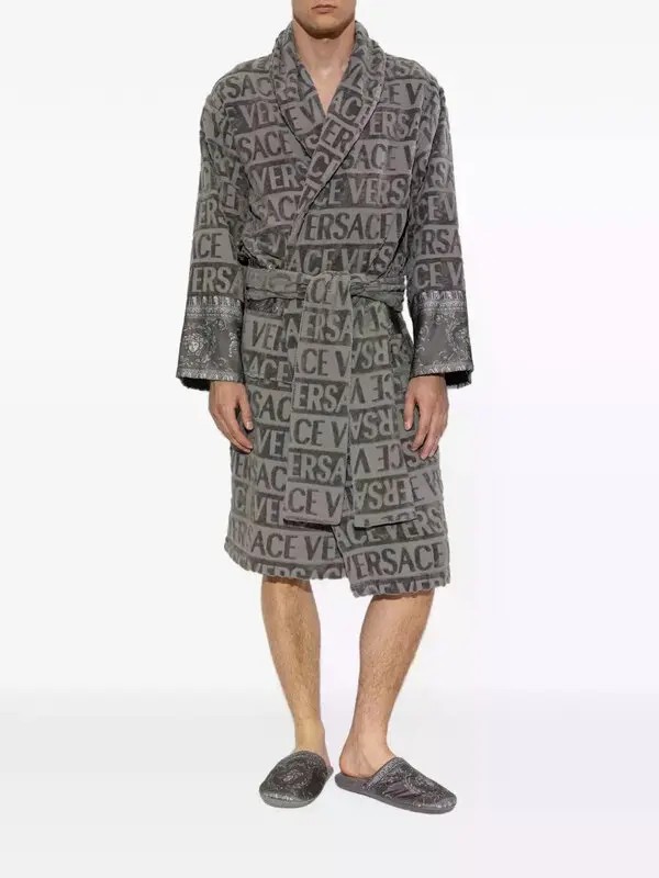 Versace Baroque Logo-print Cotton Robe