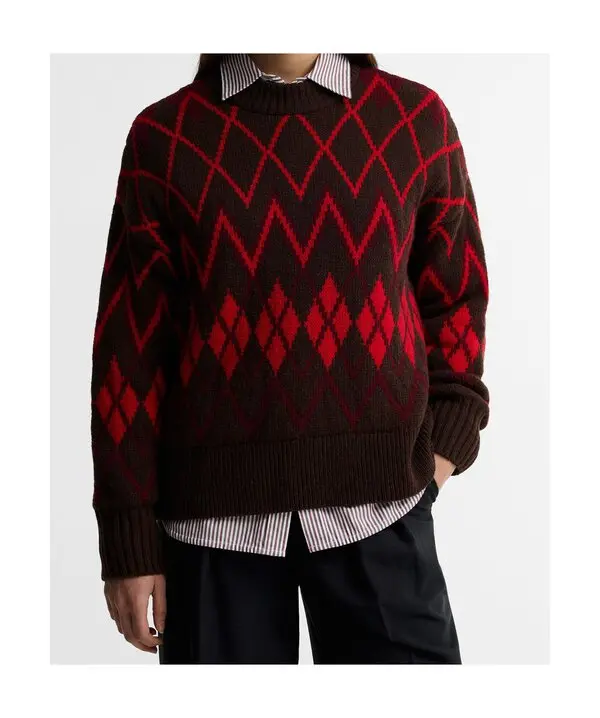 Barbour Argyle Pattern Crew Neck Knit Sweater