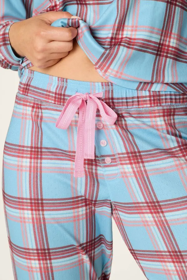 PJ Salvage Plaid About You Blue & Red Plaid Print Jogger Pajama Pants