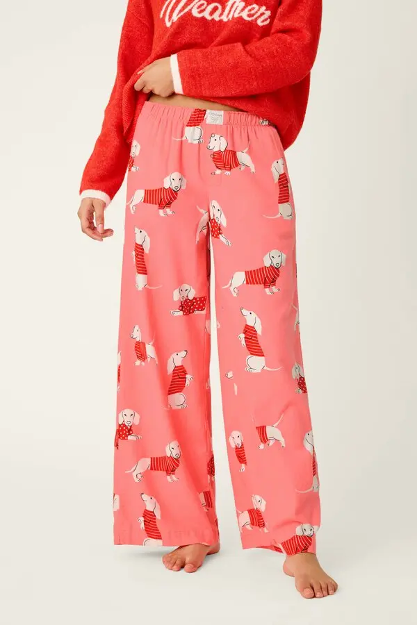 PJ Salvage Dachshund Print Flannel Pajama Pants