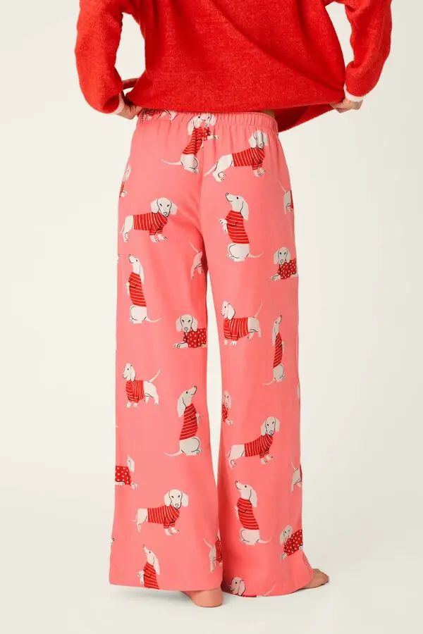 PJ Salvage Dachshund Print Flannel Pajama Pants