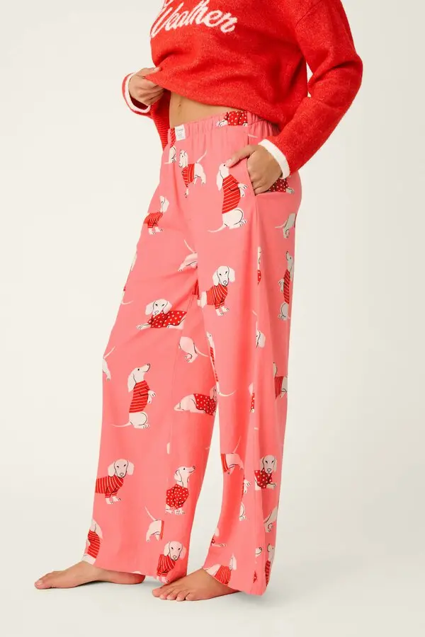 PJ Salvage Dachshund Print Flannel Pajama Pants