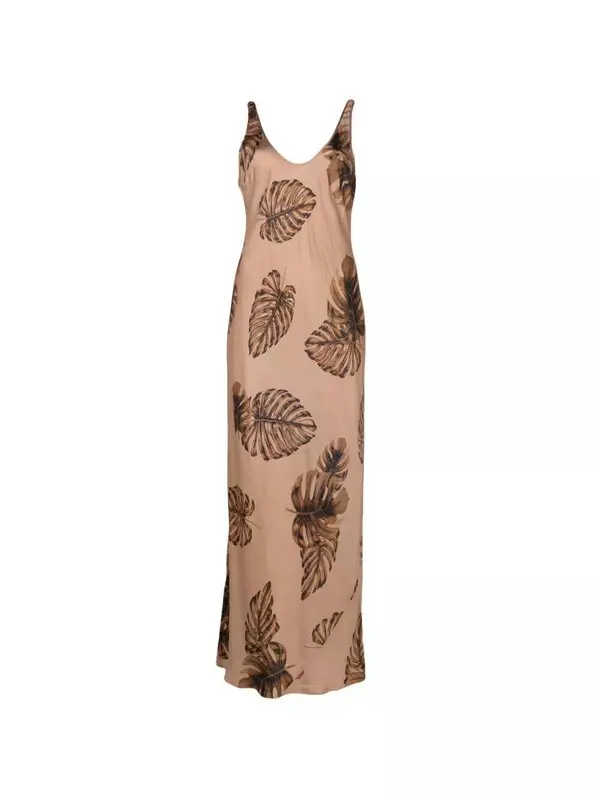 L'Agence Akiya Palm-print Maxi Dress - Brown