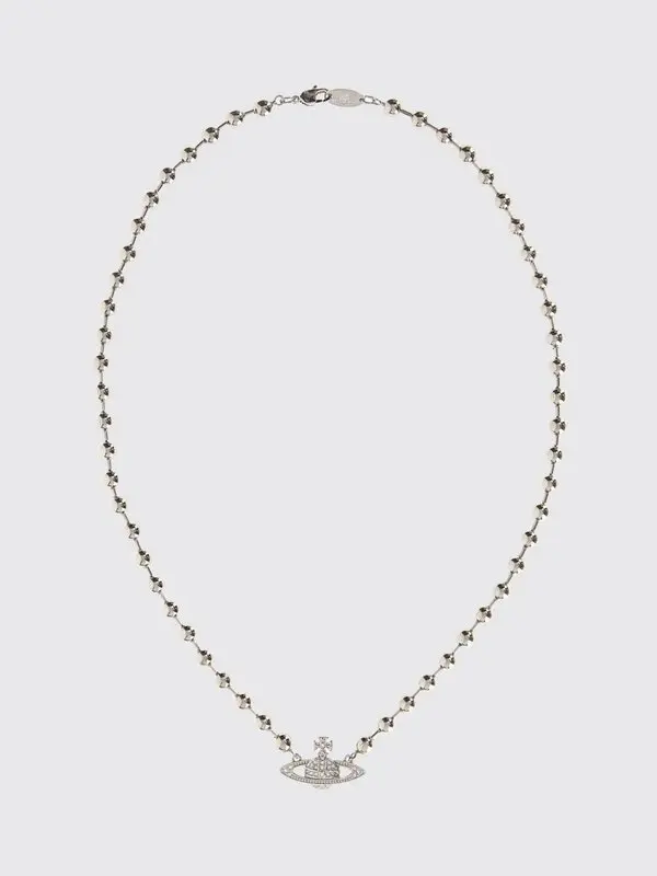 VIVIENNE WESTWOOD Metal Choker Necklace With Orb Pendant And Crystals - Platinum