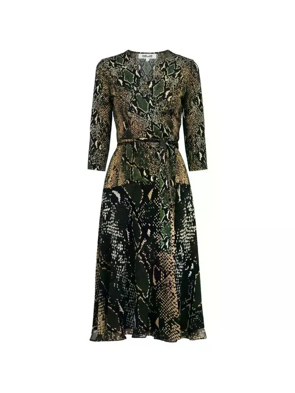 Diane Von Furstenberg Irina Snake-print Wrap Midi Dress - Brown