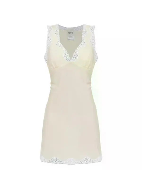 Posse Tabitha Lace-trim Scalloped Mini Dress - Neutrals