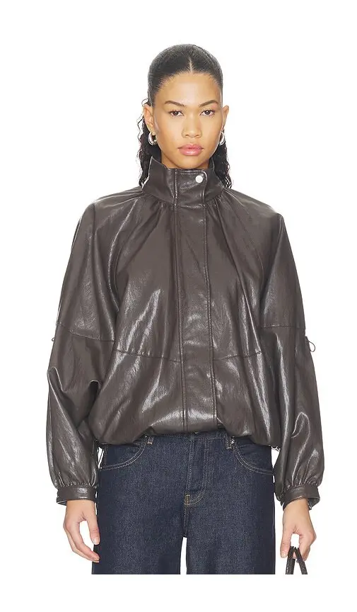 ZEMETA Travel Book Leather Jacket In Chocolate