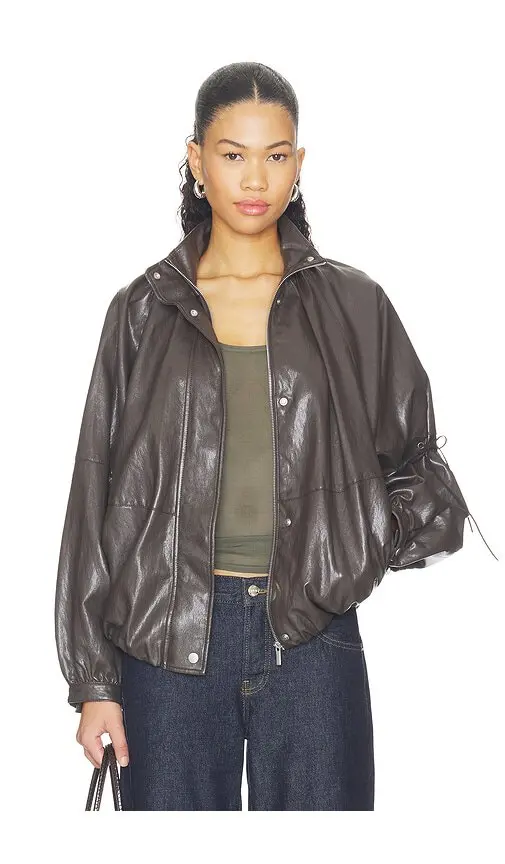 ZEMETA Travel Book Leather Jacket In Chocolate