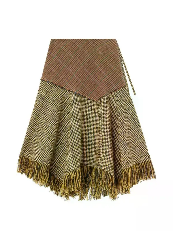 GANNI Skirt In Patchwork Check - Brown