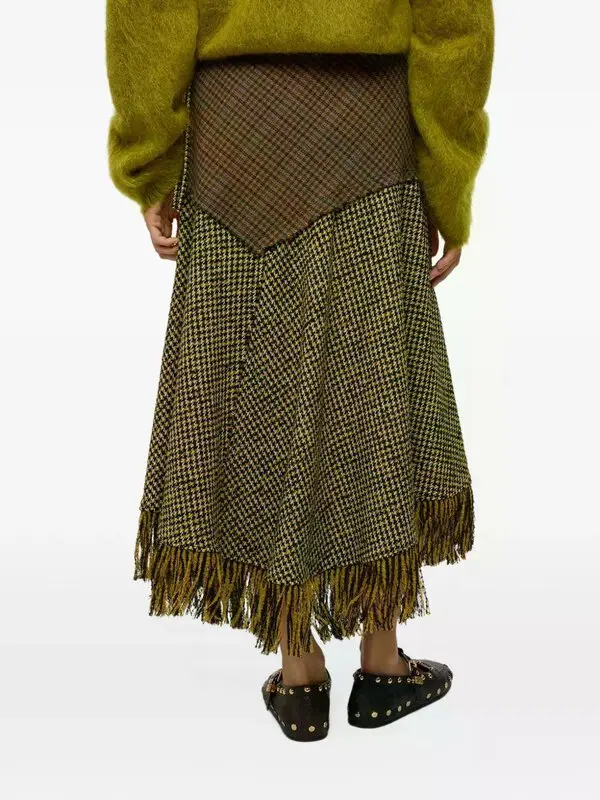 GANNI Skirt In Patchwork Check - Brown