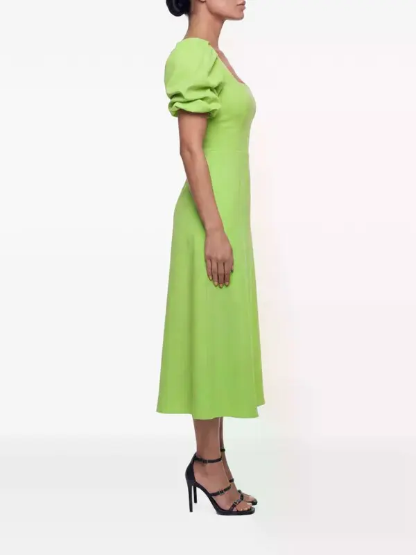 POST MERIDIEM Square-neck Puff-sleeve Midi Dress