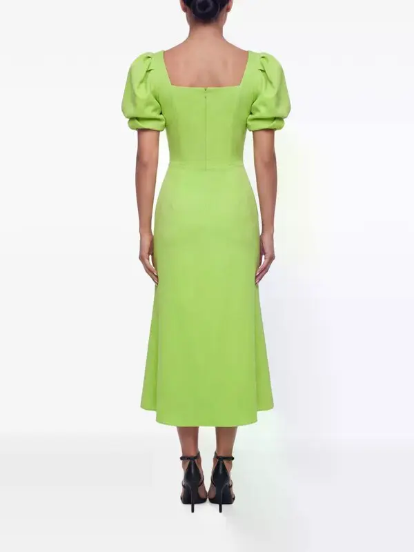 POST MERIDIEM Square-neck Puff-sleeve Midi Dress