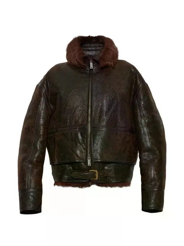 Dsquared2 Shearling-trim Leather Jacket