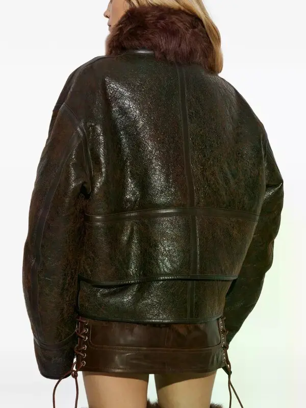 Dsquared2 Shearling-trim Leather Jacket