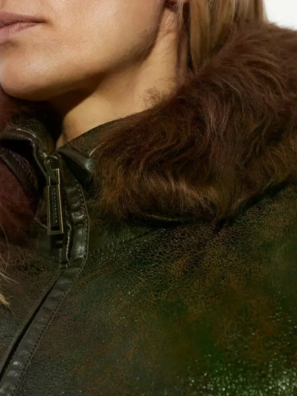Dsquared2 Shearling-trim Leather Jacket