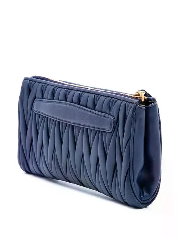 Miu Miu 2010-2026 Matelasse Nappa Clutch Bag - Blue