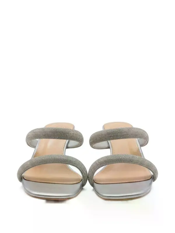 TWENTY FOURHAITCH Crystal-embellished Double-strap Sandals - Silver
