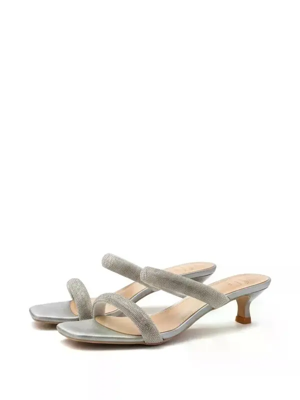 TWENTY FOURHAITCH Crystal-embellished Double-strap Sandals - Silver