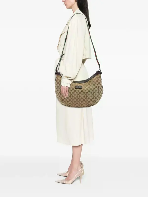 Gucci 2016-2026 Gg Canvas Web Half Moon Crossbody Bag