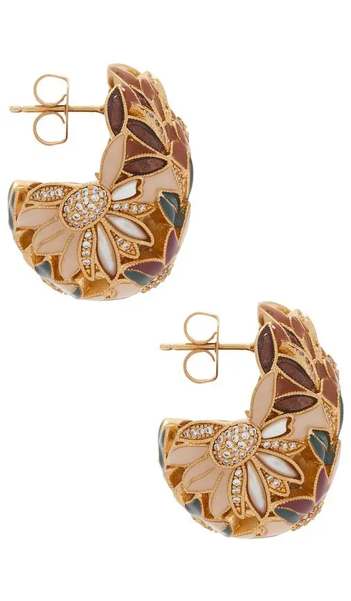 Zimmermann Botanica Stud Earrings In Metallic Gold - Multi